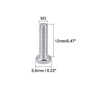 uxcell M3x12mm Machine Screws Pan Phillips Cross Head Screw 304 Stainless Steel Fasteners Bolts 30Pcs
