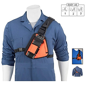 HOLSTERGUY RCH-101OR (Orange) Radio Chest Harness Shoulder Radio Holster Chest Pack Adjustable Single Radio Pouch Two-Way Radio Holster for Motorola Radios and Walkie Talkies RCH-101OR Made in USA