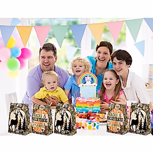 XGELUL Deer Hunting Party Favors Candy Bags with Stickers - Camo Goodie Gift Treat Bags - Deer Hunting Themed Birthday Party Supplies