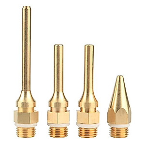 Yakamoz 4Pcs Interchangeable Copper Glue Gun Nozzle Set 10.8mm 7/16 Inch Thread Gluegun Tips Replacement Small Bore Long Tube Nozzles for Hot Melting Glue Guns Bore 2.0mm 3.0mm