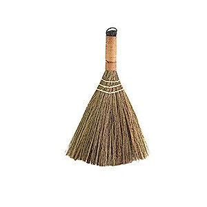 ODKKAYA Natural Whisk Sweeping Hand Handle Broom Retro Broom Corn Broom Asian Broom Household Angle Brooms Straw Soft Broom for House, Garage, Office, Lobby Room, Kitchen (Small)