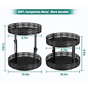 10" Lazy Susan Organizer, 2 Tier Lazy Susan Turntable for Cabinet, Countertop, Kitchen, Pantry, Height Adjustable Rotating Spice Rack Organizer with Non-Slip Pad for Dining, Countertop, Bathroom