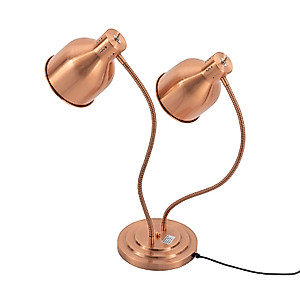 Commercial Food Heat Lamp, 2-Head Food Warming Light, 110V 500W Restaurant Kitchen Cafeteria Food Insulation Equipment, Gold