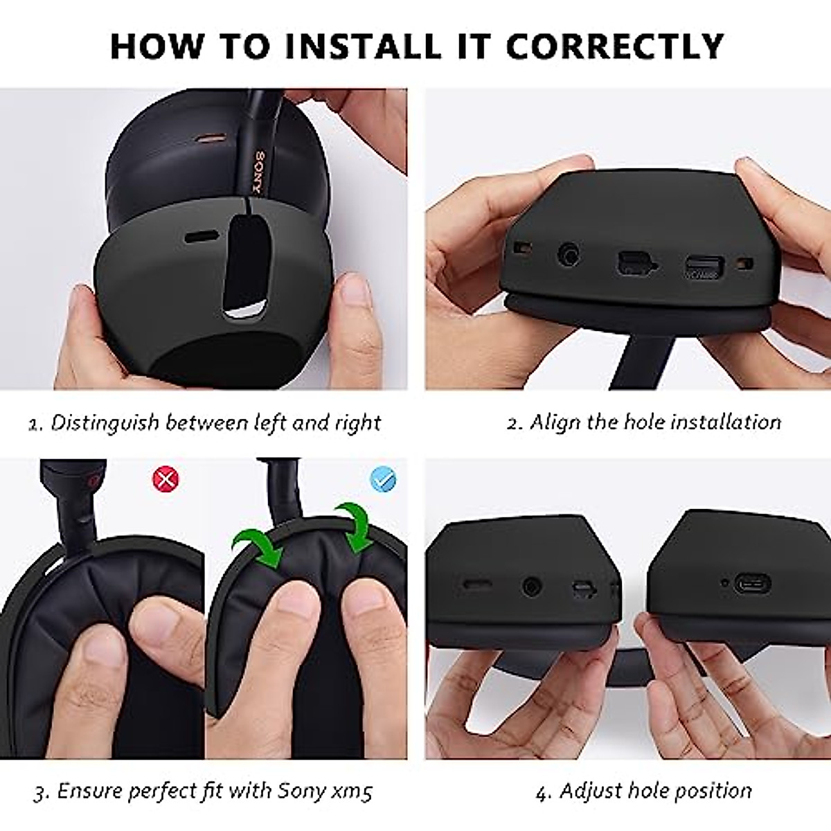 Silicone Case for Sony WH-1000XM5, Sony xm5 Wireless Headphones Protective case Cover,Black