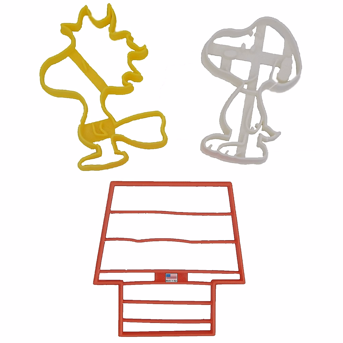 DOG COOKIE CUTTERS. inspired by/Compatible With Cartoon Characters Snoopy The White Beagle Dog, Woodstock The Yellow Bird and Red Doghouse Cookie Cutters (3 Pack)…