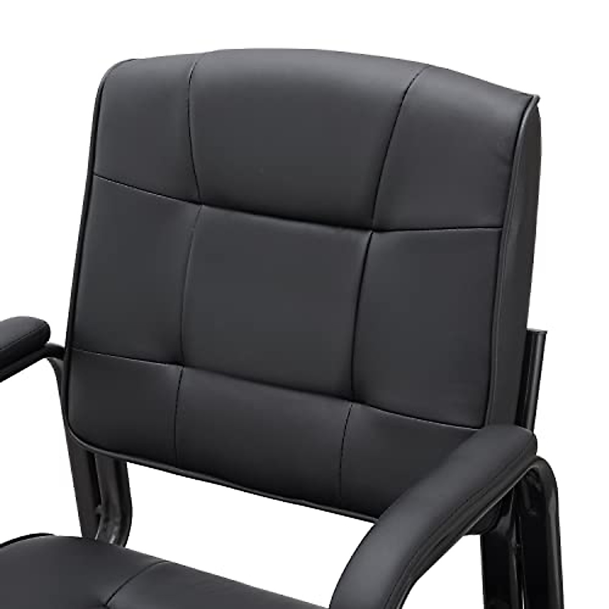 Naomi Home Waiting Room Chair Set of 2, Heavy Duty Leather Executive Waiting Room Chairs, Lobby Reception Chairs with Padded Arm Rest, Guest Chairs Set of 2 - Black
