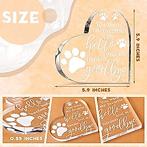 PET Memorial Gift Dog Sympathy Gift for Loss Bereavement Crystal Acrylic Heart Decor Remembrance Gifts Cat Memorial Gifts Crystal Acrylic Heart Condolence Gifts for Loss of Loved One