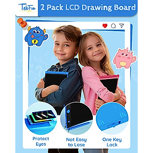 TEKFUN Kids Toys, 2Pcs LCD Writing Tablet with 4 Stylus, 8.5in Erasable Doodle Board Mess Free Drawing Pad for Kids, Car Trip Educational Toys Birthday for 3 4 5 6 7 Girls Boys