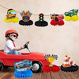 BAJCOHNG Race Car Party Decorations Honeycomb Centerpieces，race car birthday party supplies，race car birthday party supplies，9 Pieces Cars birthday Theme Party Honeycomb Centerpieces