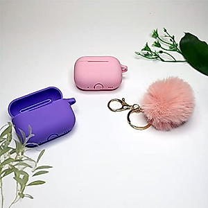 Case for Airpods Pro 2nd Generation,Cover for AirPods Pro 2 Case Cover Cute with Keychain Pom pom Ball Kit for Women Girls, Silicone Skin Case for Apple Airpods Pro 2nd Gen Charging Case (Purple)