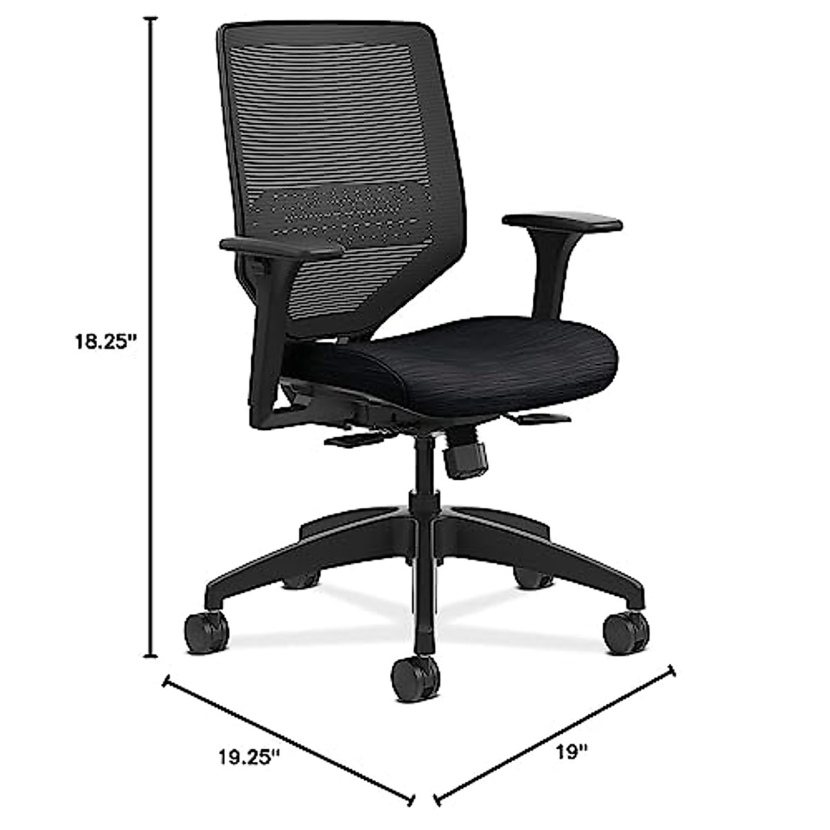 HON HONSVM1ALC10TK Solve Mid Task Chair with Mesh Back and Adjustable Lumbar Support, in Ink (HSLVTMMKD), Black
