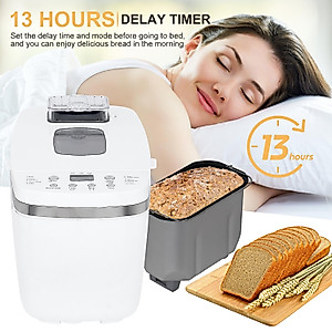 Patioer Bread Maker Machine with Gluten Free Setting 3LB 2.5LB 2LB Automatic Loaf Bread Machine with Fruit & Nut Dispenser 14-in-1 Breadmaker Dual Paddle Programmable 3 Crust Colors, White