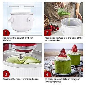 LETOMS Ice Cream Maker Attachment for Kitchenaid, 2 Quart Frozen Ice Cream Bowl for Stand Mixer 4.5/5/6/7QT, Sorbet Gelato Maker for Homemade Ice, Dessert, Yogurt