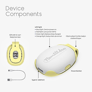 Familidoo Smart Baby Monitor Clip - Monitor Infant Abdominal Movement with Audio Alerts - Rollover Position Alarm - Sleep Record - Light and Easy to Clip on Diaper - Newborn Care Safety Essential