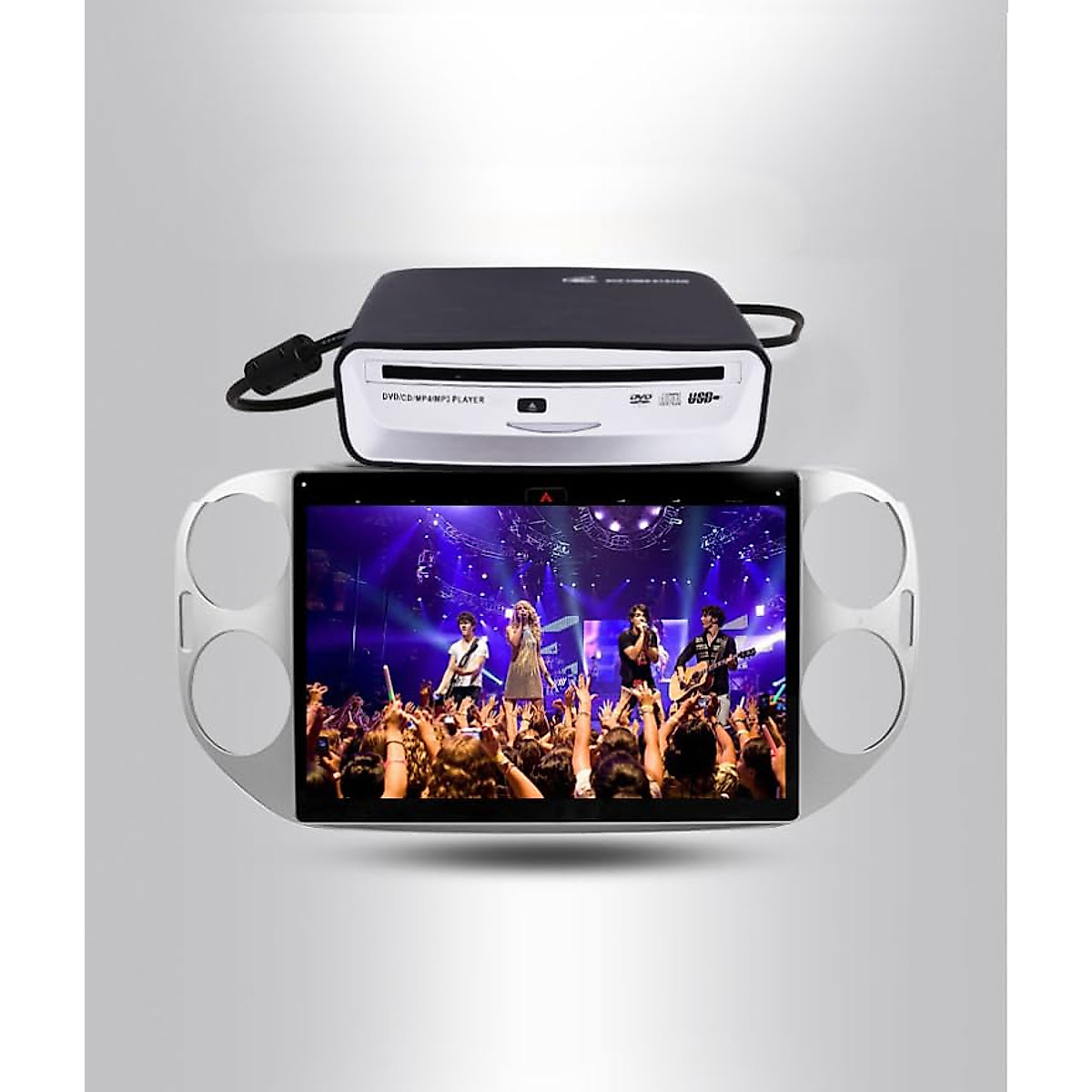 Car External Universal CD Player USB External Car Slot-Load CD Player Compatible with Android Navigation (Android Version 4.4 and Above)/PC/TV-Plug and Play
