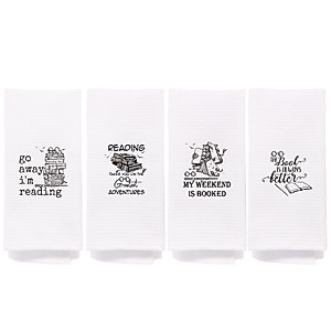 NEGIGA Book Lovers Gifts Kitchen Towels 16x24 Set of 4, Gifts for Readers Book Lovers Women, Book Gifts for Book Lovers Women, Book Reader Gifts, Book Nerd Gifts, Book Worm Gifts for Women