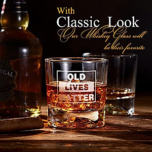 PONPUR Grandpa Juice Whiskey Glass & Old Lives Matter Whiskey Glass, Christmas Stocking Stuffers For Grandpa Grandfather, The Men Who Are Grandpa Grandfather