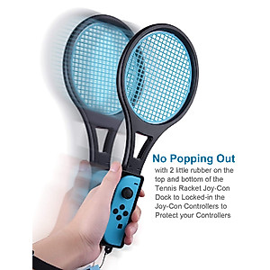 Tendak Tennis Racket for Nintendo Switch Joy-Con, Game Accessories for Mario Tennis Aces Game with 12 in 1 Game Card Case (2 Pack, Black)