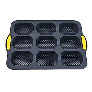Mini Baguette Pan Silicone Bread Pan 8 Grid Silicone Baguette Baking Tray Non Stick Perforated Pan Cake Baking Mould French Bread Molds Kitchen Baking Tools (b)