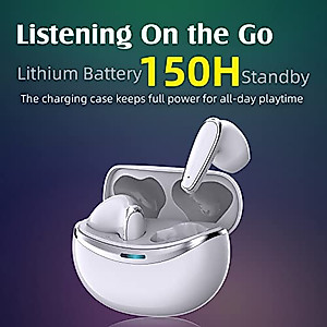 SHINDAY X18 Wireless TWS in-Ear 4 Microphones Stereo Earbuds Bluetooth Headphones Advanced Active Noise Cancellation Touch Control Compatible with Apple Andriod Microsoft Wireless Charging White