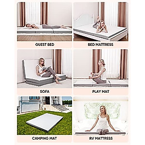 Forias Folding Mattress, Tri-fold Memory Foam Mattress, 4 Inch Foldable Mattress Topper with Washable Cover, Portable Mattress for Floor Guest Bed Camping Single Size 75" L x 25" W x 4" Th