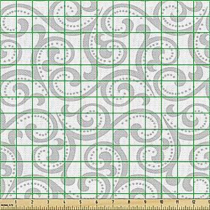 Ambesonne Damask Grey Fabric by The Yard, Simple Pattern with Curls and Dots in Neutral Design Print, Decorative Fabric for Upholstery and Home Accents, 5 Yards, White Grey