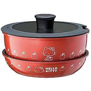 Pot 20cm Frying pan Skater Handle is Out 20cm Glass lid 20cm Handle 4-Piece Set Hello Kitty Sanrio ANFP2
