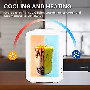 YSSOA 4L Mini Fridge with 12V DC and 110V AC Cords, 6 Can Portable Cooler & Warmer Compact Refrigerators for Food, Drinks, Skincare, Office Desk, White, Bedroom, Dormitory, Car, White