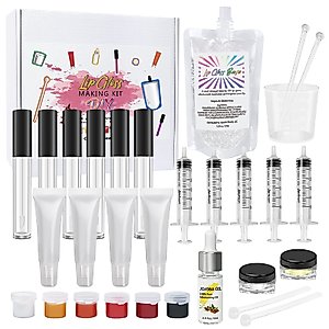 Cilrofelr DIY Lip Gloss Making Kit, 45 Pcs, Fun Makeup Kits for Girls to Create 10 Moisturizing and Shiny Lip Gloss