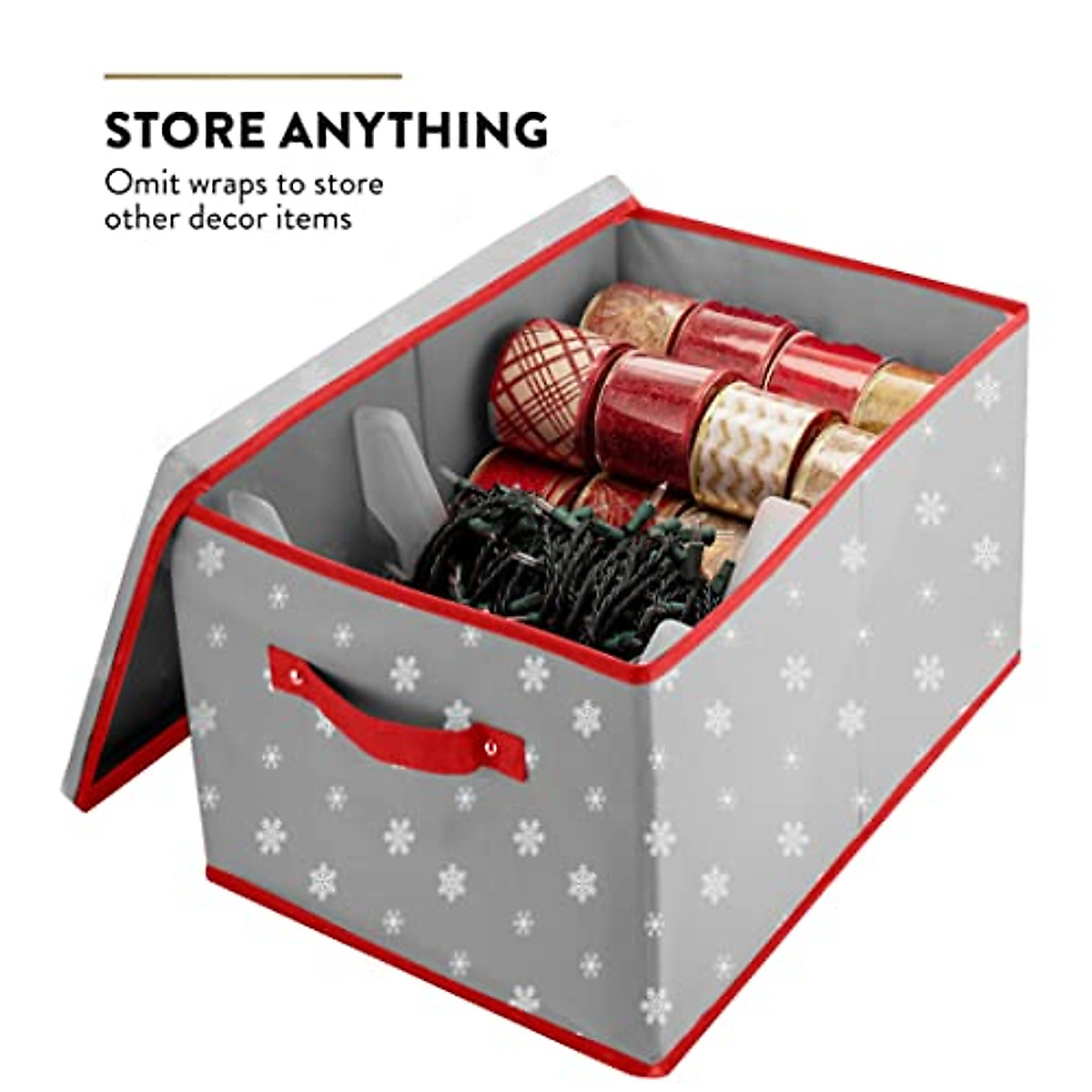 ZOBER Christmas Light Storage - Christmas Light Organizer W/ 4 Plastic Christmas Lights Organizer Wheel - Strong & Durable Material - Stitched Reinforced Handles - Gray