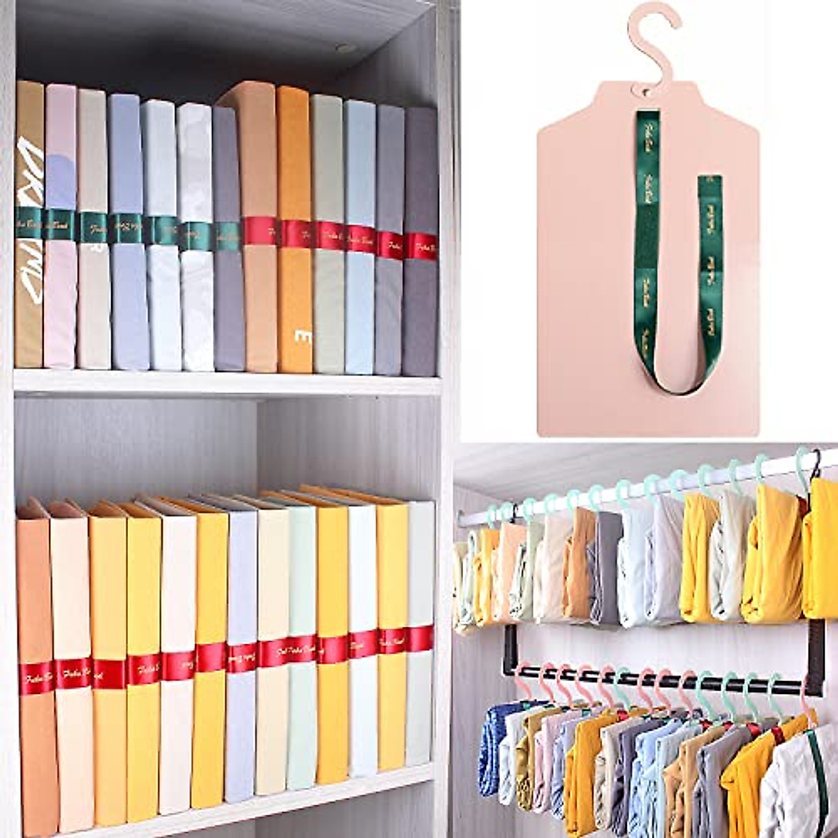 T Shirt Folding Board Organizer, Shirt Sweater Trousers Clothes Folder Laundry Organizer Easy and Fast to Fold Clothes, Multifunctional Hook Folding Board, Closet Organizer (5Pcs Pink M)