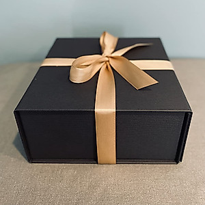 LIFELUM Gift Box 2 Pack 11 x 8 x 3.5 Inches，Black Gift Boxes for Presents with Magnetic Lid Luxury Christmas Gift Boxes for Present Box Contains Card, Ribbon, Shredded Paper Filler