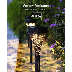 JACKYLED Solar Pathway Lights Outdoor, 6 Pack Solar Walkway Lights Outdoor Waterproof LED Garden Decorative Lighting Landscape Path Lights for Patio Sidewalk Yard Lawn Driveway Backyard, Warm White