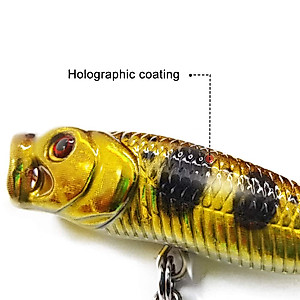SEASKY Fishing Plug Lures Micro Popper Topwater Trout Attack in Freshwater (Yellow)