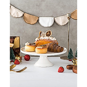 Onniyor Porcelain Cake Stand, Cake Display Stand, Round Dessert Stand, Cupcake Display Tray for Party (10 Inch, White)