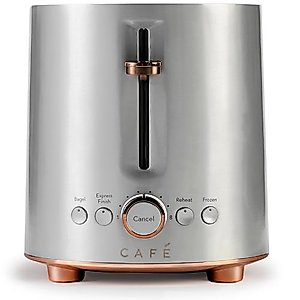 Café Express Finish 2-Slice Toaster | Extra-Wide Slots, Extra Lift for Waffles, Pastries, Texas Toast & More | 4 Pre-Set Functions, 8 Shade Options | Countertop Kitchen Essentials | Stainless Steel