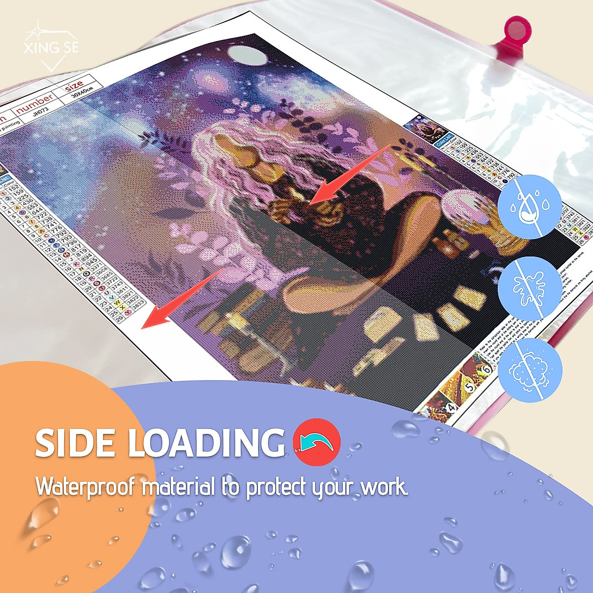 XINGSE A3 Art Storage Book A3 Diamond Painting Kit Storage Book Diamond Art Storage Room, 30 Inside Pages Suitable for Multiple Sizes