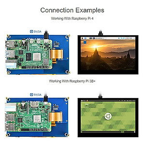 Coolwell Waveshae 5inch Capacitive Touch Display for Raspberry Pi Series and CM3/3+, 800×480, DSI Interface Up to 5-Points Touch