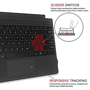 Fintie Type Cover for Microsoft Surface Pro 7 Plus/Pro 7 / Pro 6 / Pro 5 / Pro 4 / Pro 3, Ultrathin Portable Wireless Bluetooth Keyboard with Built-in Rechargeable Battery (Black)