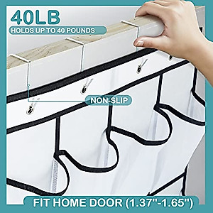 Shappy 4 Pack Over The Door Shoe Organizer 28 Large Mesh Pockets Shoe Rack Over Door Hanging Shoe Rack Organizer Holder Door Shoe Rack Hanging for Closet with 16 Metal Hooks for Men Women Kids, White