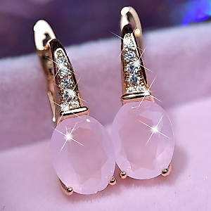 EKIDAZ Pink Moonstone Earring for Women, 925 Diamond Earring Micro-Encrusted Crystal Earrings, Highlight The Temperament Earrings Birthday Valentine's Day Gift for Women/Girls
