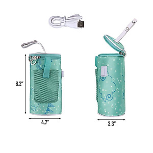 Topwon Baby Milk Bottle Warmer Bag Portable USB Breast Milk Keep Warm Bag Insulated Baby Bottle Tote Bag for Outside Walk, Shopping, Travelling