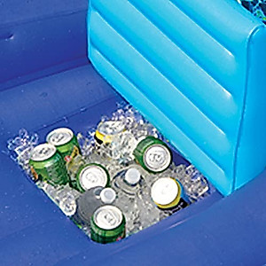 Swimline 15181SF Inflatable Swimming Pool or Lake Floating Lounger Cooler Couch with 2 Built-in Cupholders and Onboard Ice Cooler, Blue (2 Pack)