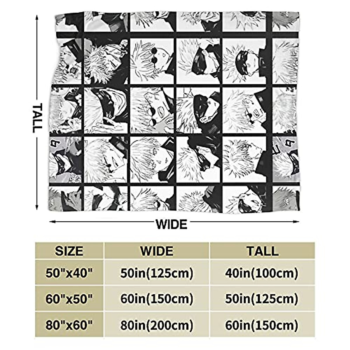 Gojo Satoru Soft and Comfortable Warm Fleece Blankets Beach Blanket Picnic Blankets Throw Blankets (60"x50")