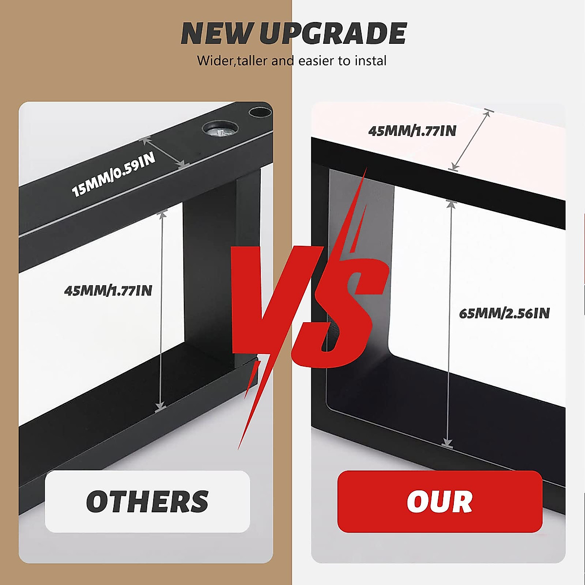 Towel Bar,15.75in Towel Holder Wall Mounted Stainless Steel Towel Rack Thicken 2.5in No-Drill Towel Rack with 1 Hook for Bathroom Matte Black (Black)