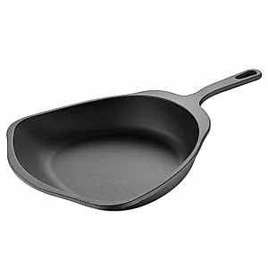 MasterPRO Pre-Seasoned Cast Iron Skillet - Unique Cooking, Saute and Frying Pan for Indoor and Outdoor Use – BBQ Grill, Fire, Oven Safe Camping Cookware, 11” Griddle, Black