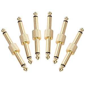 OTraki 6 Pack Guitar Pedal Coupler 1/4 inch Effect Pedal to Pedal Connector Guitar Pedal Connector Gold Plated 6.35mm Male to Male Straight Type Plug for Guitar Pedalboard to Space Saving