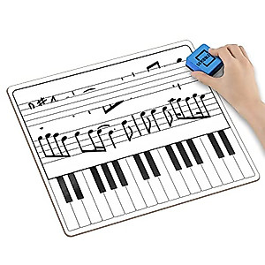5 Pack 11 x 14 Inch Piano Board Dry Erase White Boards Lapboard l Double Sided Music Staff whiteboard for Kids Students, Musicians and Home (5 Erasers Included)