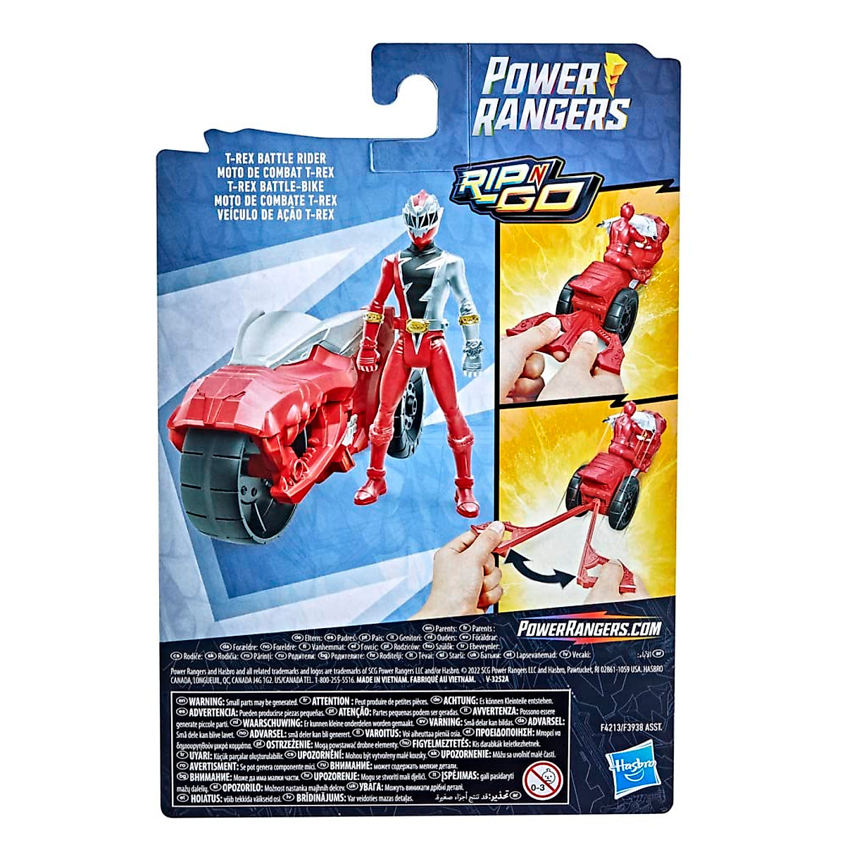 Power Rangers Dino Fury Rip N Go T-Rex Battle Rider and Dino Fury Red Ranger 6-Inch-Scale Vehicle and Action Figure, Toys Kids 4 and Up