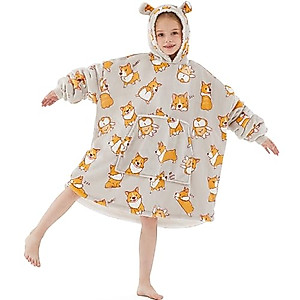 Homemate Wearable Blanket Hoodie, Cute and Funny Patterns Oversized Hoodie Sweatshirt Blanket for Adults Women Men，Cozy，Warm，Fuzzy Hoodie Blanket